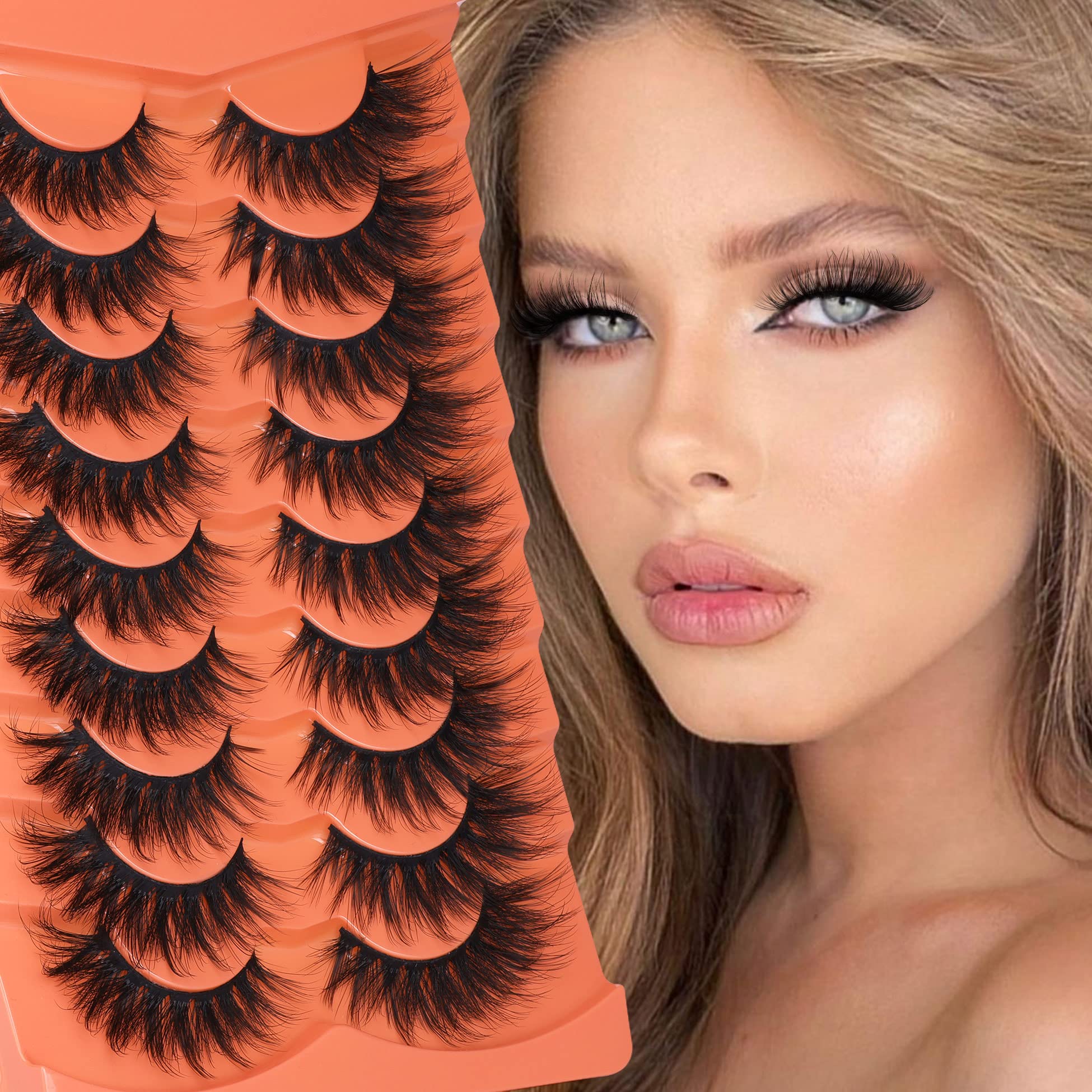 Cat Eye Eyelashes Natural Mink Lashes 18 mm Wispy Fake Eyelashes Lash Extensions Fluffy False Eyelash Strip Fox Eye Lashes Pack