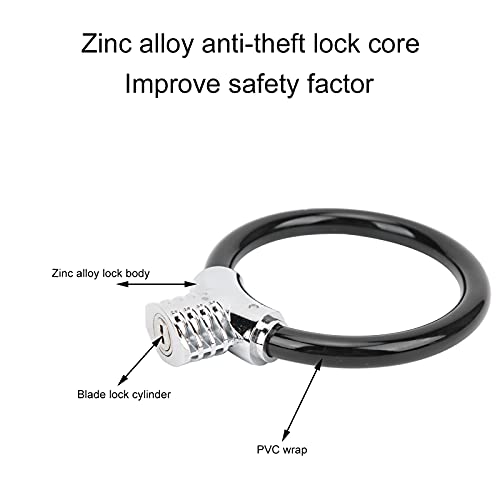 Bicycle Lock, Cycling Cable Lock Convenient Steel with PVC Wraps the Lock Body for Bicycle Mountain