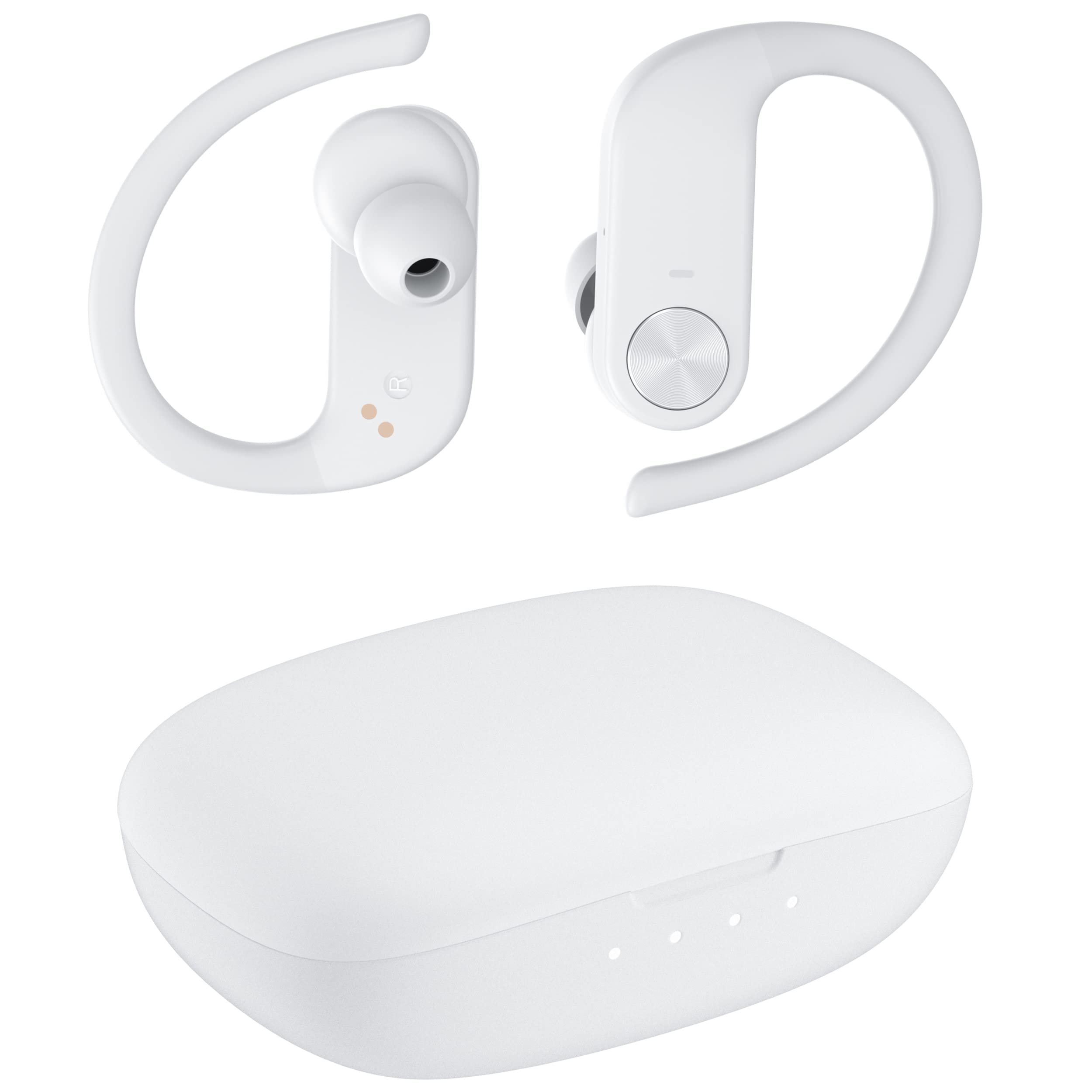 BEBEN Wireless Earbuds, 35H Playtime Bluetooth Headphones with Mics and Charging Case for iPhone Android, Waterproof Running Headphones for Gym Workout, Hi-Fi Sound Over Ear Buds with Earhooks-White