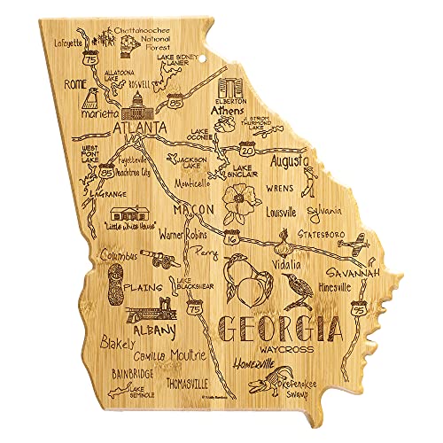 Totally Bamboo Destination Georgia State Shaped Serving and Cutting Board, Includes Hang Tie for Wall Display