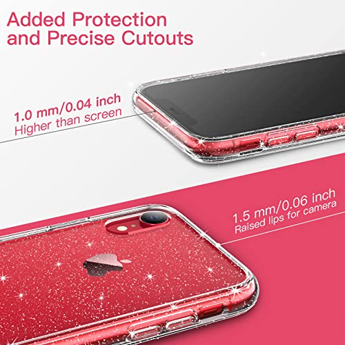 JETech Glitter Case for iPhone XR, 6.1-Inch, Bling Sparkle Shockproof Phone Bumper Cover, Cute Sparkly for Women and Girls (Clear)