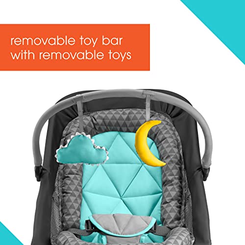 Summer 2-in-1 Bouncer & Rocker Duo (Gray and Teal) Convenient and Portable Rocker and Bouncer for Babies Includes Soft Toys and Soothing Vibrations