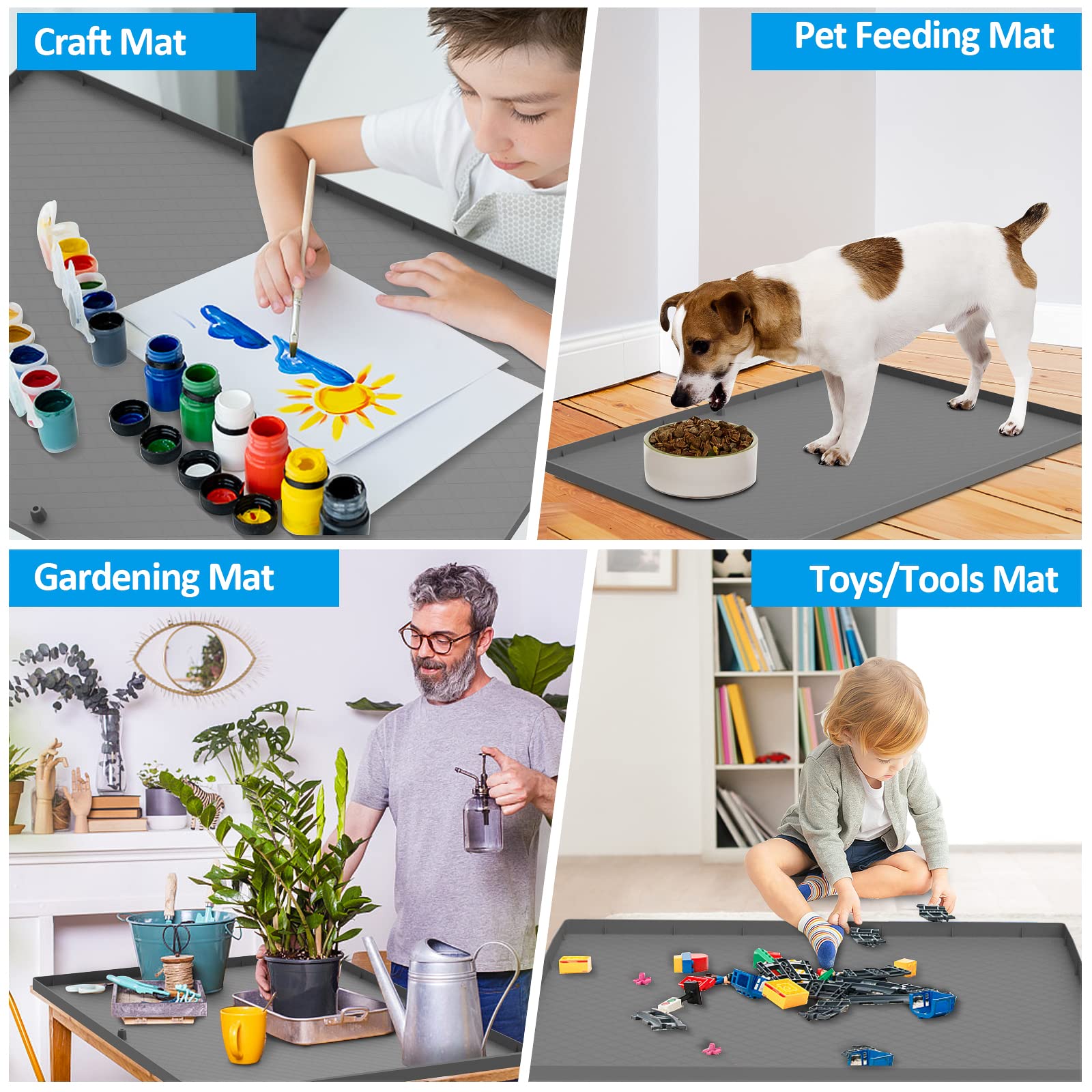 Bonnary Under Sink Mat for Kitchen Waterproof 34" x 22", Flexible Silicone Under Sink Liner with Drain Hole, Kitchen Bathroom Sink Cabinet Protection Mat Drips Leaks Spills Tray (Grey)
