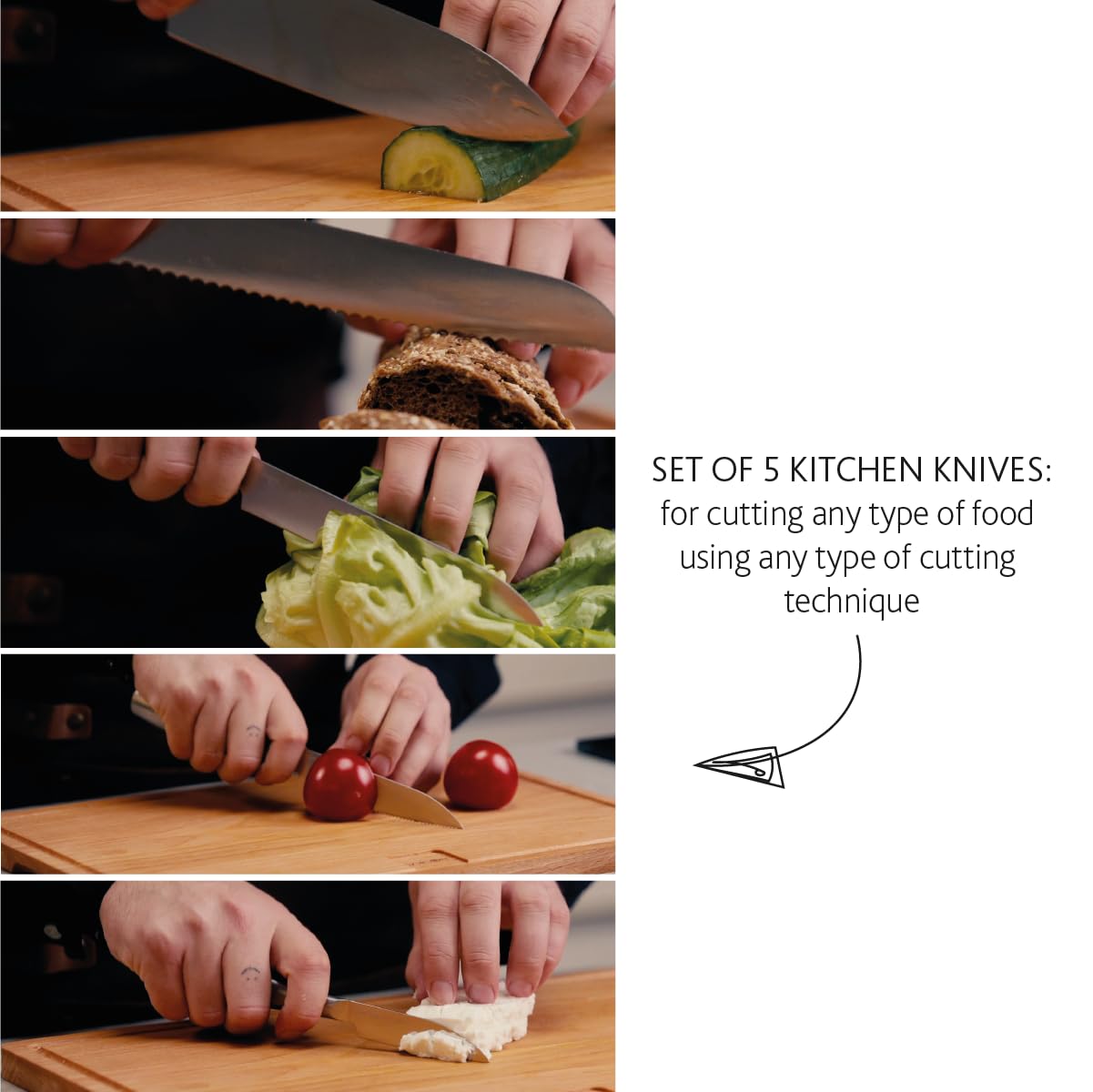 BOSKA Kitchen Knife Sets Copenhagen 5 Piece Kitchen Knives for Chopping, Slicing Knife for Meat Cutting and Dicing Gourmet Food