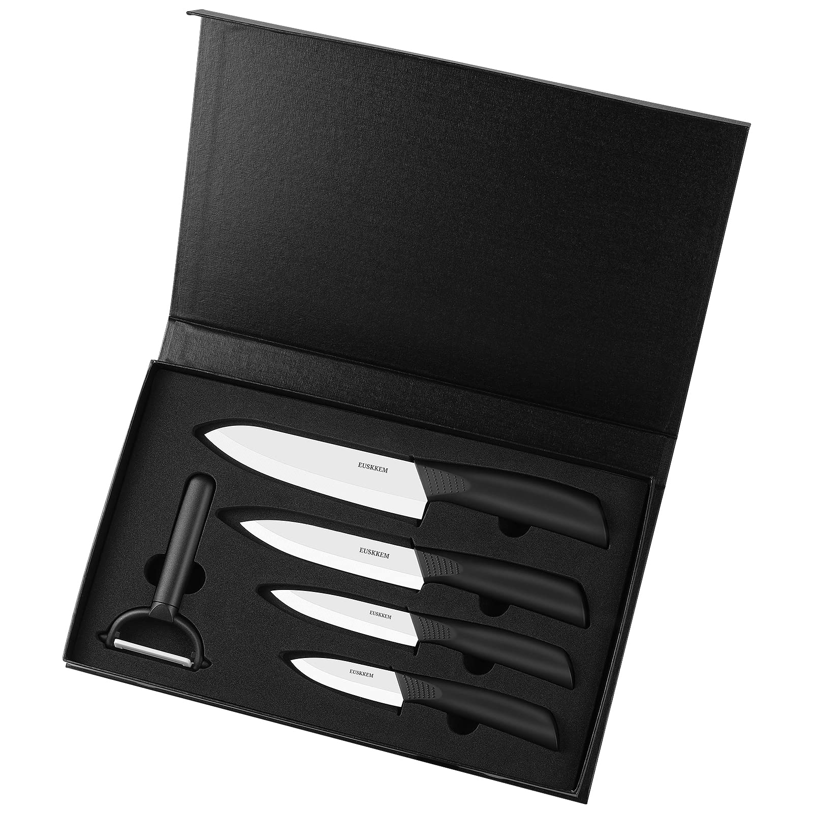 Ceramic Knife, Kitchen Ceramic Knife Set Including Chef's Knife, Utility Knife, Fruit Knife, Paring Knife, Peeler (5 Pieces)(white)
