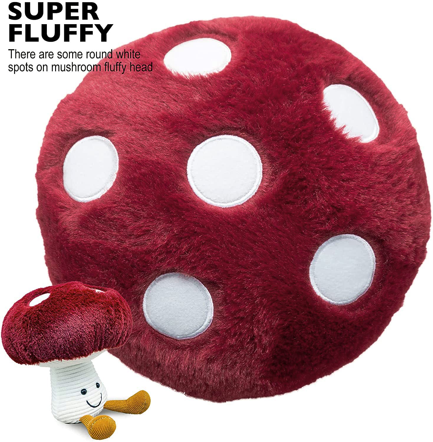 Onsoyours Mushroom Plush 8 Inch, Cute Stuffed Funny Mushroom Plush Pillow for Kids or Home Decorations Plush Toys (Red Mushroom, Small)