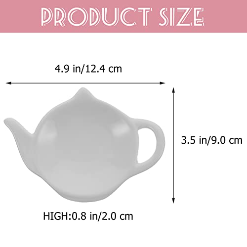 Ipetboom Jewelry Stand Teapot Shaped Tea Bag Holder 4pcs Ceramic Teabag Coaster Caddy Saucer Seasoning Dish Snack Plate Spoon Rests Bracket Jewelry Ring Dish for Tea Time Ring Holder