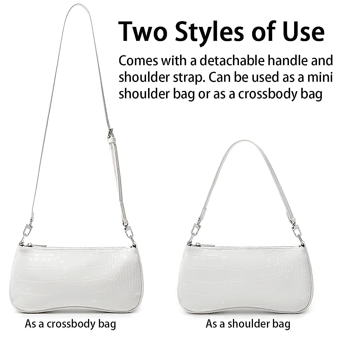 White Purse for Women 3pcs Set Small Shoulder Bag Mini Clutch Purses 90s Y2k Handbags