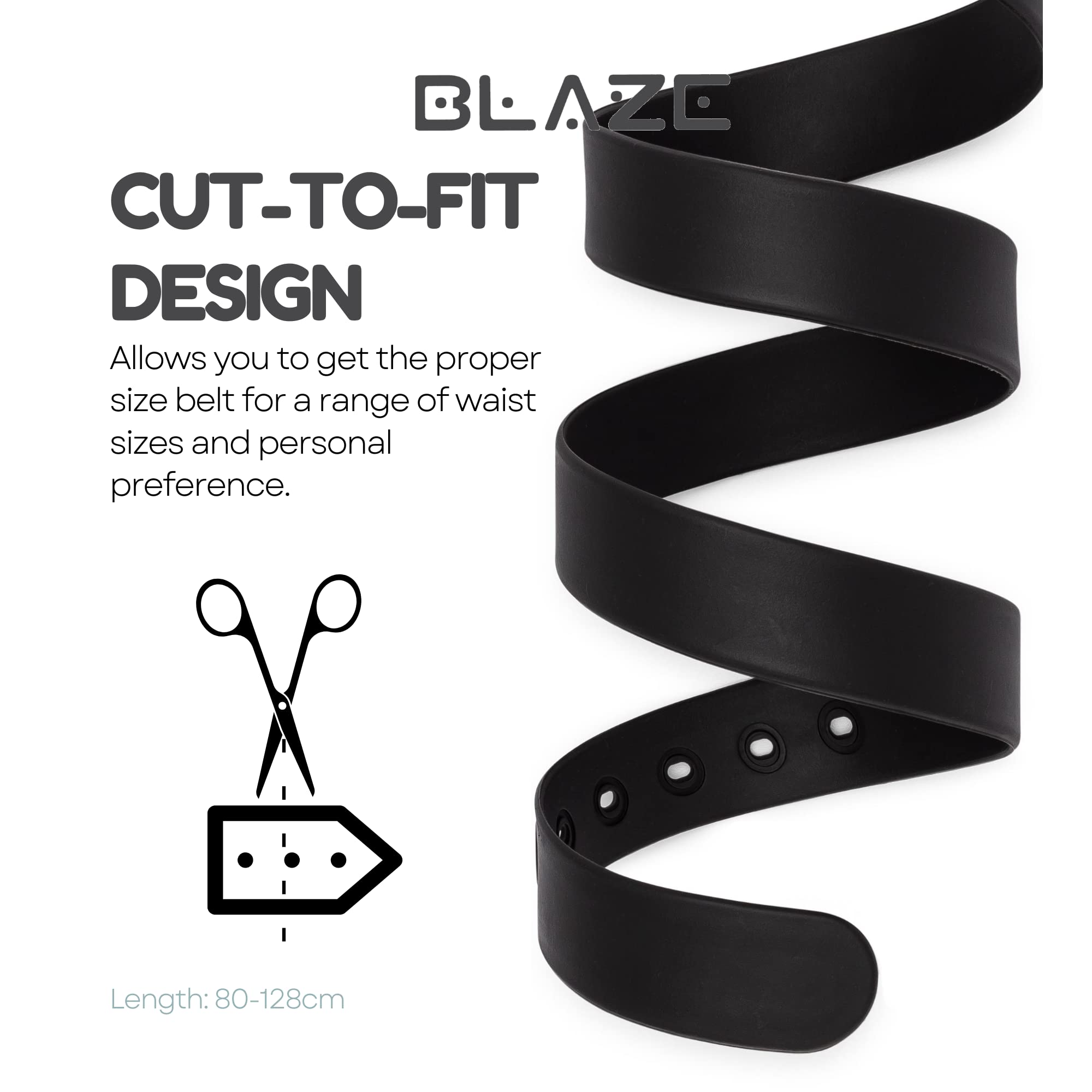 Blaze Belts Silicone Belts 2022 Updated Version for Men and Women - Adjustable Belt for Casual and Fashion Wear (Black)