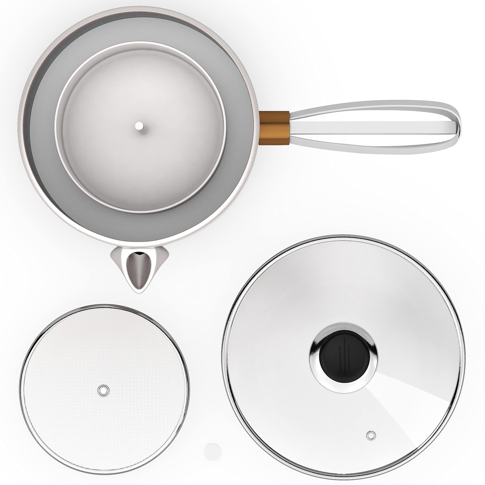 BruChai Brewer - Classic Chai Brewing Pot with Built-In Mesh Strainer - No-Mess Brewing Vessel with Non-Stick Coating - Patented Handy Brew & Pour Steel Teapot with Burn-Proof Handle