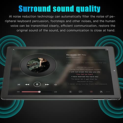 CHICIRIS Student Tablet, 10 Inch Octa Core Black CPU 5000mAh Office Tablet for Study (US Plug)