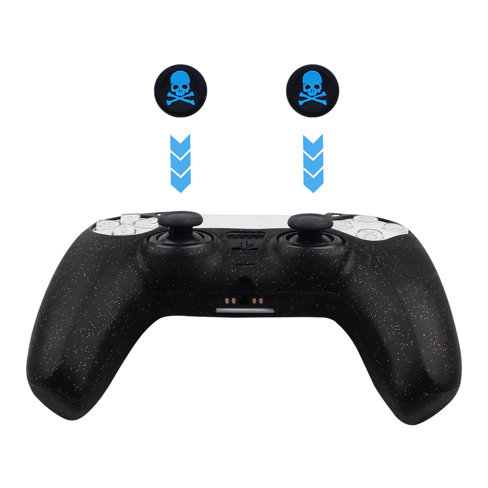 ROTOMOON PS5 Glitter Silicone Controller Skins with 8 Thumb Grips & L2 R2 Trigger Protector, Sweat-Proof Anti-Slip Controller Cover Skin Protector Compatible with Playstation 5 Controller