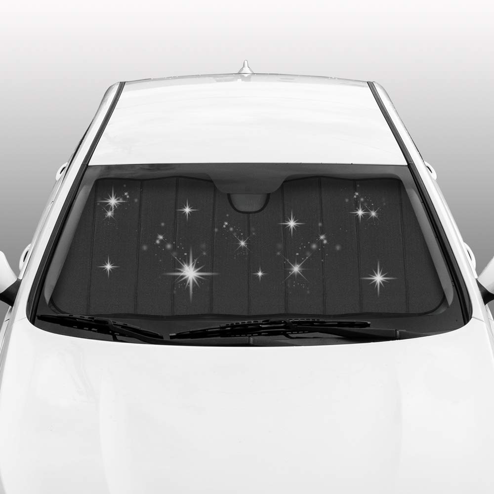 BDK-AS-2511 Front Windshield Shade-Accordion Folding Auto Sunshade for Car Truck SUV-Blocks UV Rays Sun Visor Protector-Keeps Your Vehicle Cool-57 x 27 Inch, Black Glitter