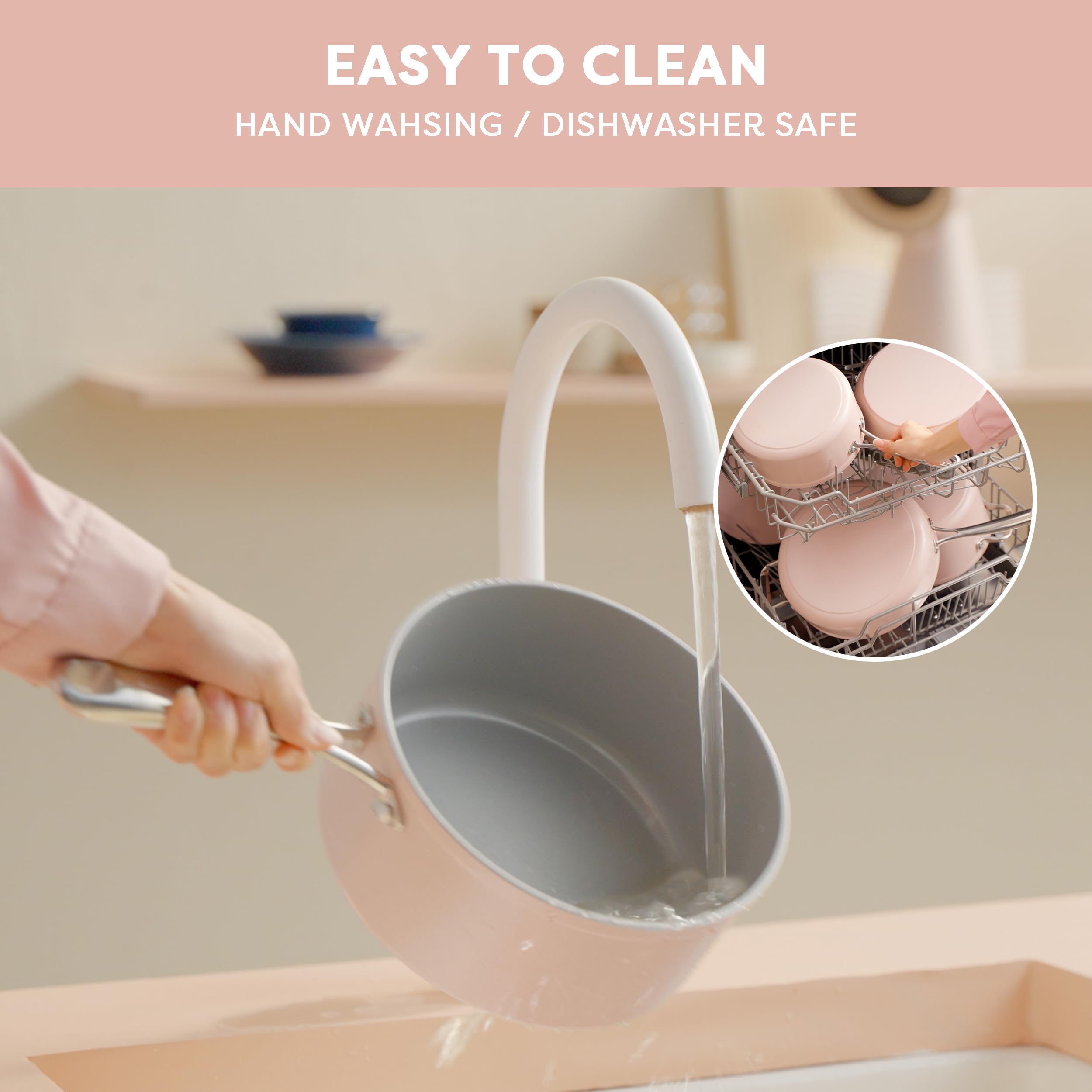 CIARRA Nonstick Sauce Pan, 3 QT Ceramic Sauce Pan with Lid, Non Toxic, PTFE & PFOA Free, Oven Safe & Compatible with All Stovetops, Orange