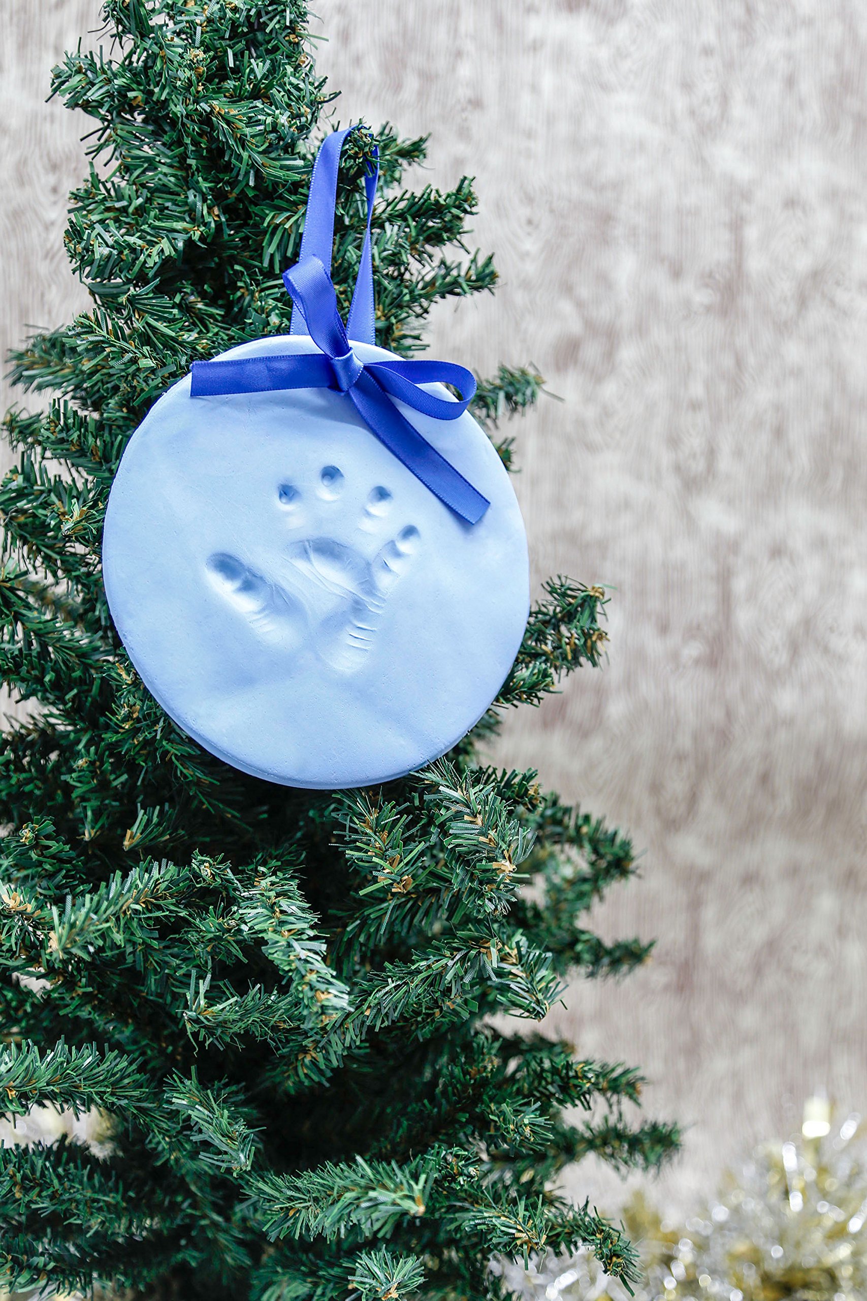 Tiny Ideas Baby Handprint or Footprint DIY Keepsake Ornament Kit, Baby Boy Nursery Décor, Newborn Gift for Expecting Parents, Blue