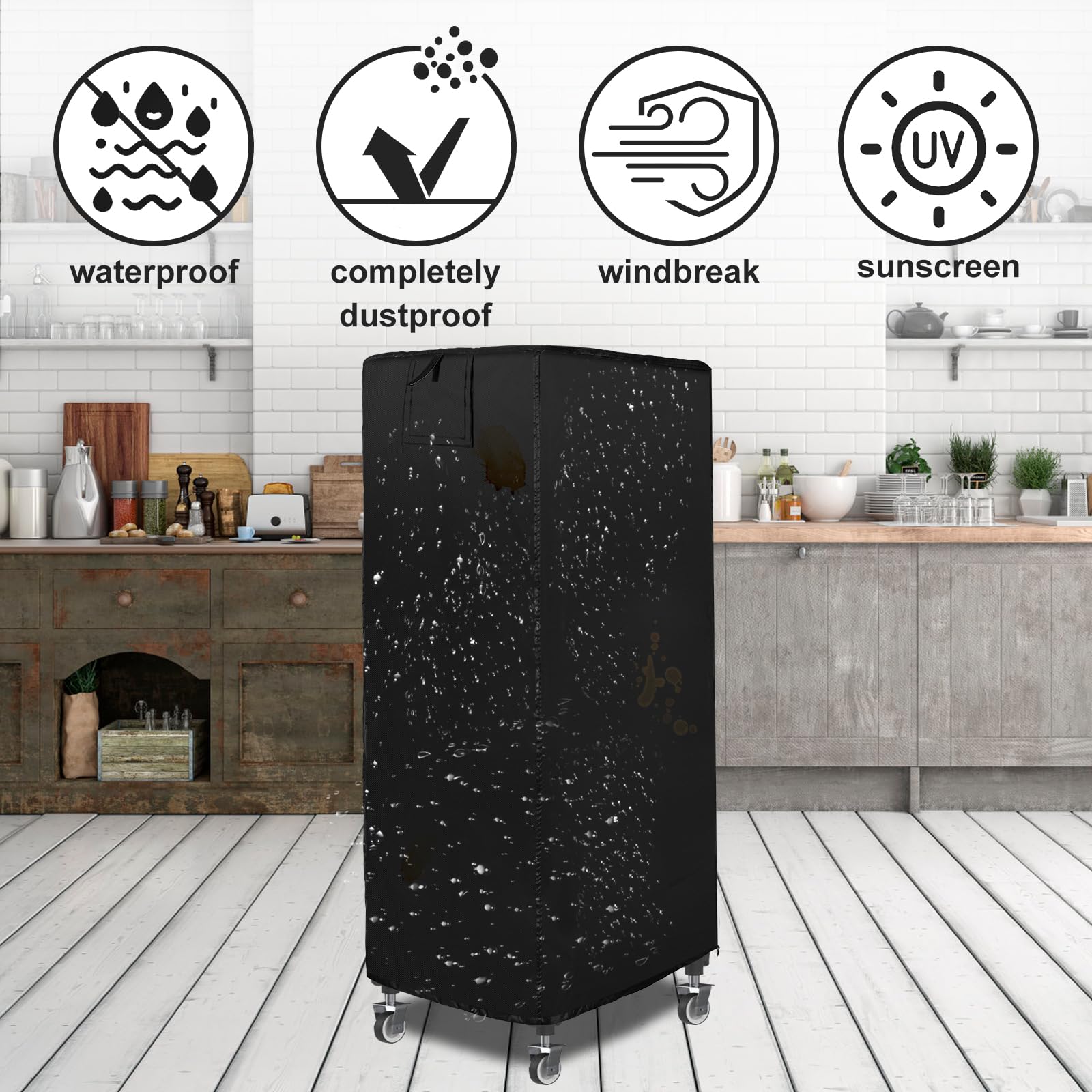 Commercial Bakery Racks Cover Bread Rack Cover with Zipper, 20tier Sheet Pan Rack/Bun Pan Rack Cover with Vents ,23"X28"X64" Bakery Single Rack Covers Waterproof and Dustproof,Black