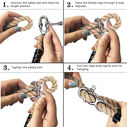 SELEWARE Tree Swing Rope Hammock Tree Straps hanging Kit, Adjustable Rope Fast & Easy to Hang Hammock Chair Swing for Indoor Outdoor Tree Branch Camping Playground Accessories (Beige, 40 Inch, 1 Pack)