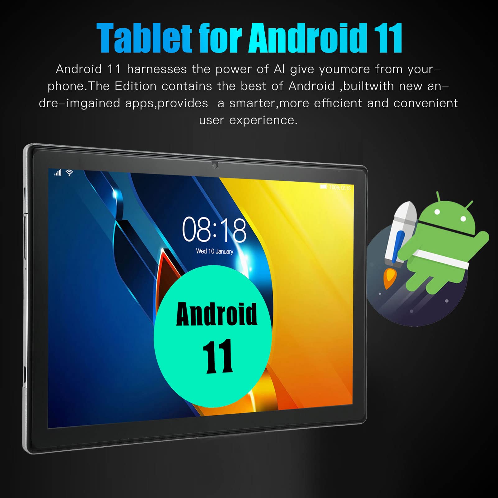 ciciglow 10 Inch Tablet, 6GB RAM 256GB ROM 5G Calling Tablet, 1920x1200 IPS HD Display, 10 Core CPU, 8MP 20MP Camera, 8800mAh, WiFi Bluetooth GPS (Silver Gray)(US)
