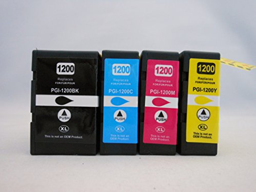 TSP Saver Replcaement PGI-1200 Black Cyan Magenta Yellow XL High Yield Ink Cartridge for Canon Maxify MB2020 MB2120 MB2320 MB2720 4 Pack (PGI1200-4PK)