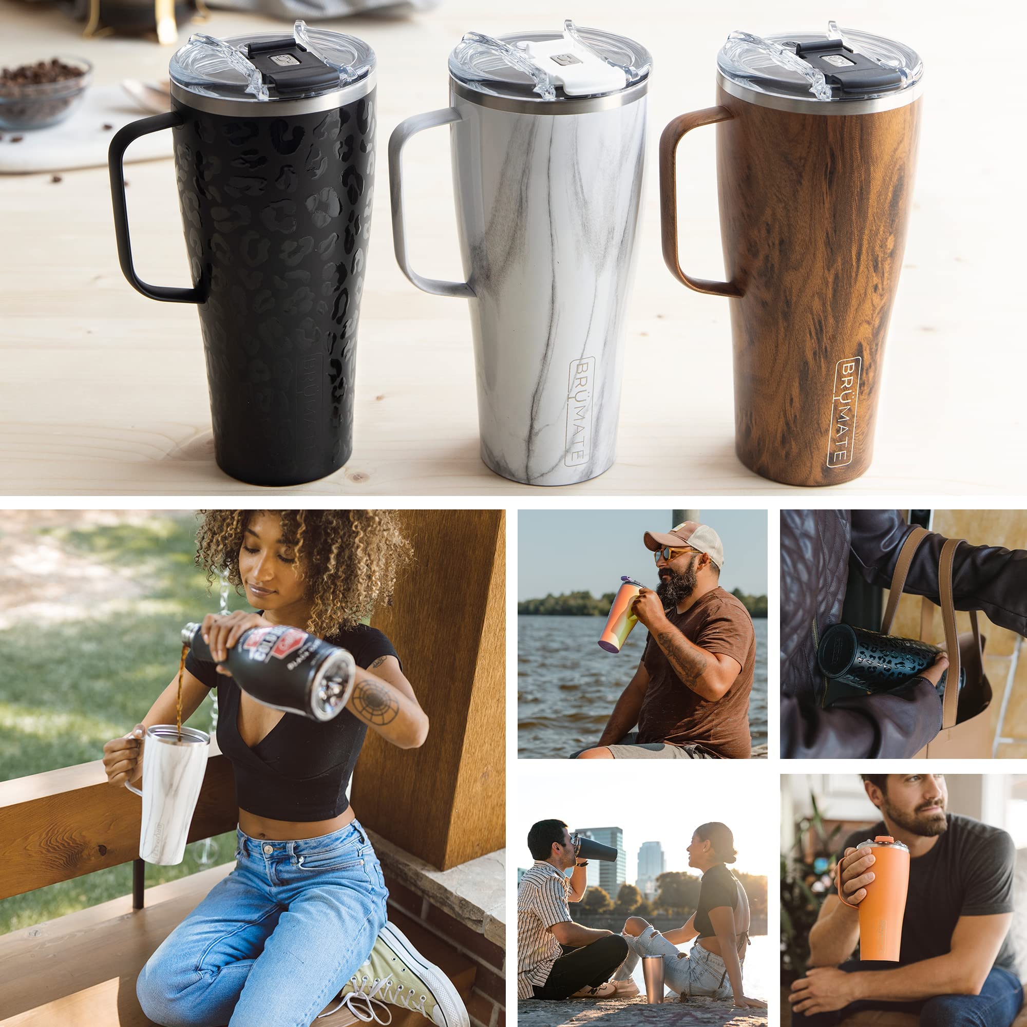 BrüMate Toddy XL - 32oz 100% Leak Proof Insulated Coffee Mug with Handle & Lid - Stainless Steel Coffee Travel Mug - Double Walled Coffee Cup (Glitter white)