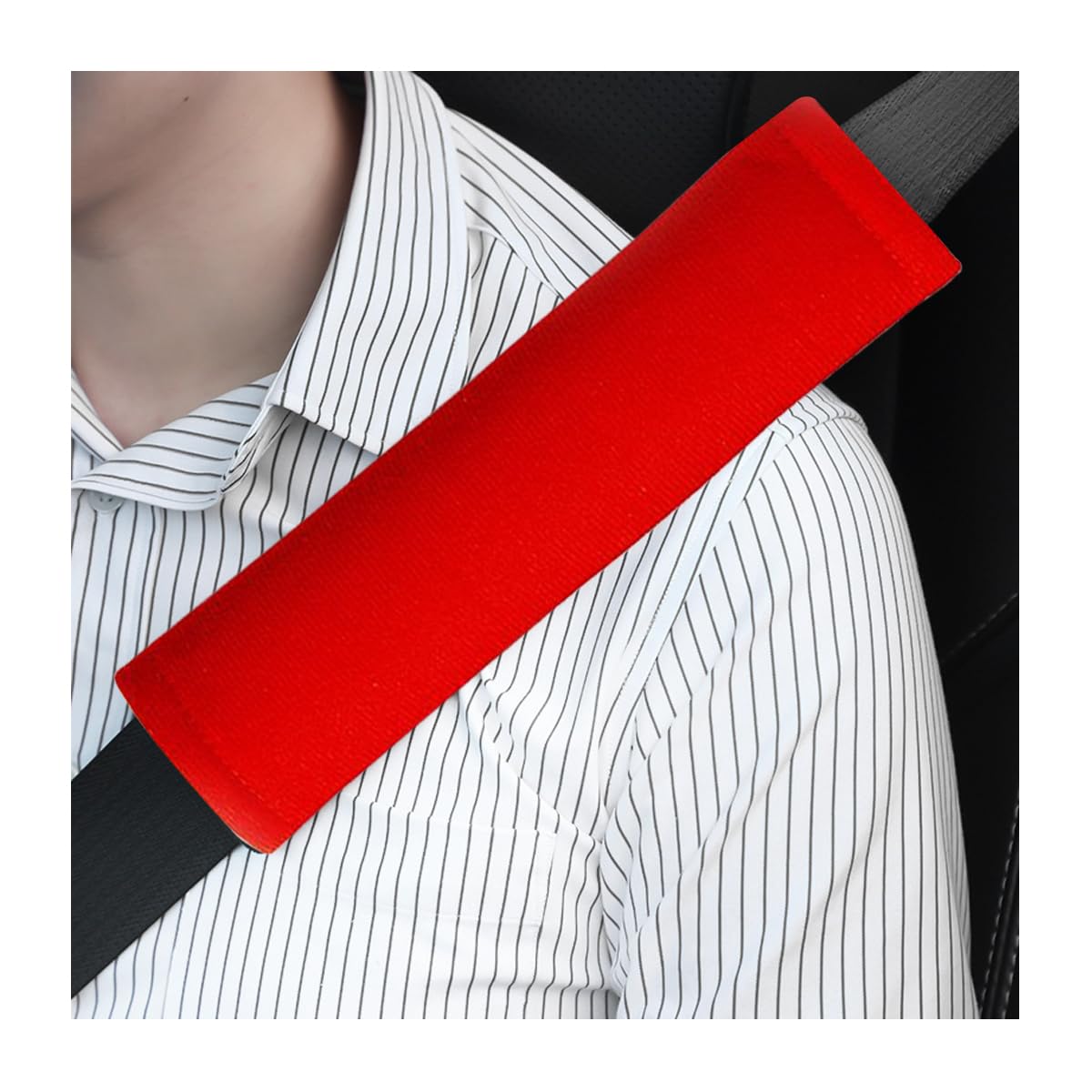BESULEN Auto Seat Belt Cover, 2 Pack Car Safety Seatbelt Shoulder Pad for More Comfortable Driving, Universal Soft Harness Pad for Backpack Handbag Camera Straps, Compatible with All Cars (Red)