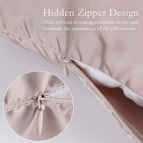 JOGJUE Silk Pillowcase for Hair and Skin 2 Pack 100% Mulberry Silk Bed Pillowcase Hypoallergenic Soft Breathable Both Sides Silk Pillow Case with Hidden Zipper, Pillow Cases (Standard, ApricotGray)