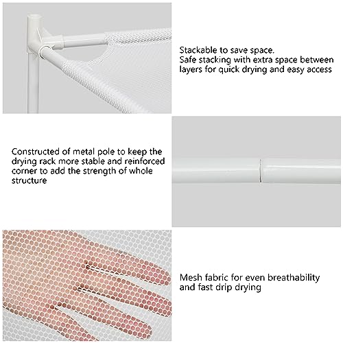 johgee Clothes Drying Rack, 4-Layer Sweater Laundry Drying Rack, Mesh Drying Rack Clothing for Indoor & Outdoor,White