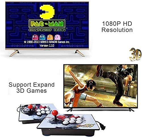 XFUNY. Arcade Game Console 1080P 3D & 2D Games 8000 in 1 Pandora's Box 3D 2 Players Arcade Machine with Arcade Joystick Support Expand Games 8000+ for PC / Laptop / TV / PS3 (A)