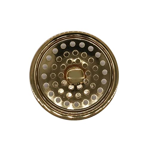 Westbrass CO2185-01 Combo Pack 3-1/2" Post Style Large Kitchen Sink Basket Strainer and Waste Disposal Drain Flange with Stopper, Polished Brass