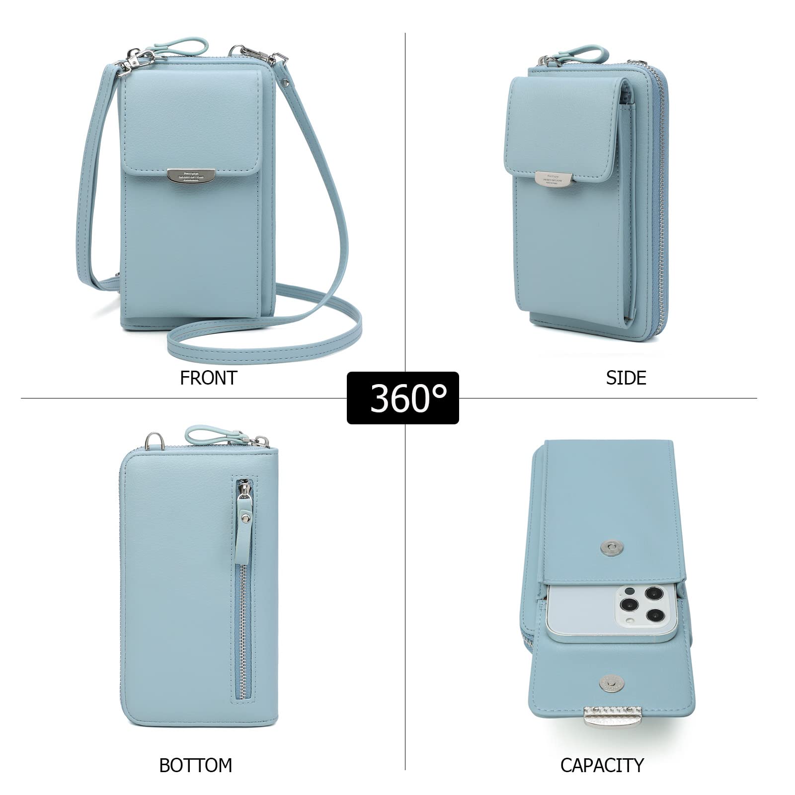 myfriday Small Wallet for Women PU Leather Phone Checkbook Organizer Zipper Coin Purse