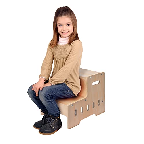 Wooden 2 Step Stool for Kids, Victostar 2 Step Stool for Bathroom, Potty Training, Kitchen and Closet, Perfect for Kids and Adults
