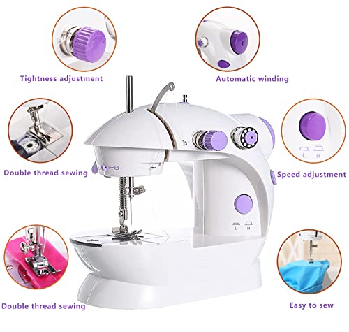 Jinyuan Mini Sewing Machine, Dual Speed Portable Sewing Machine for Beginner with Light, Sewing Kit for Kids, Household