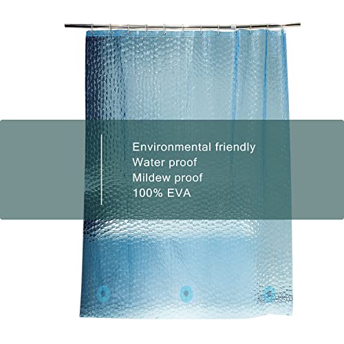 LQFMEHOT EVA Blue Shower Curtain Liner,3D Water Cube 5G Shower Liners with 12 Rustproof Metal Grommets and Weighted Magnets, Waterproof Duty Shower Curtains for Shower Bathroom 72 x 72