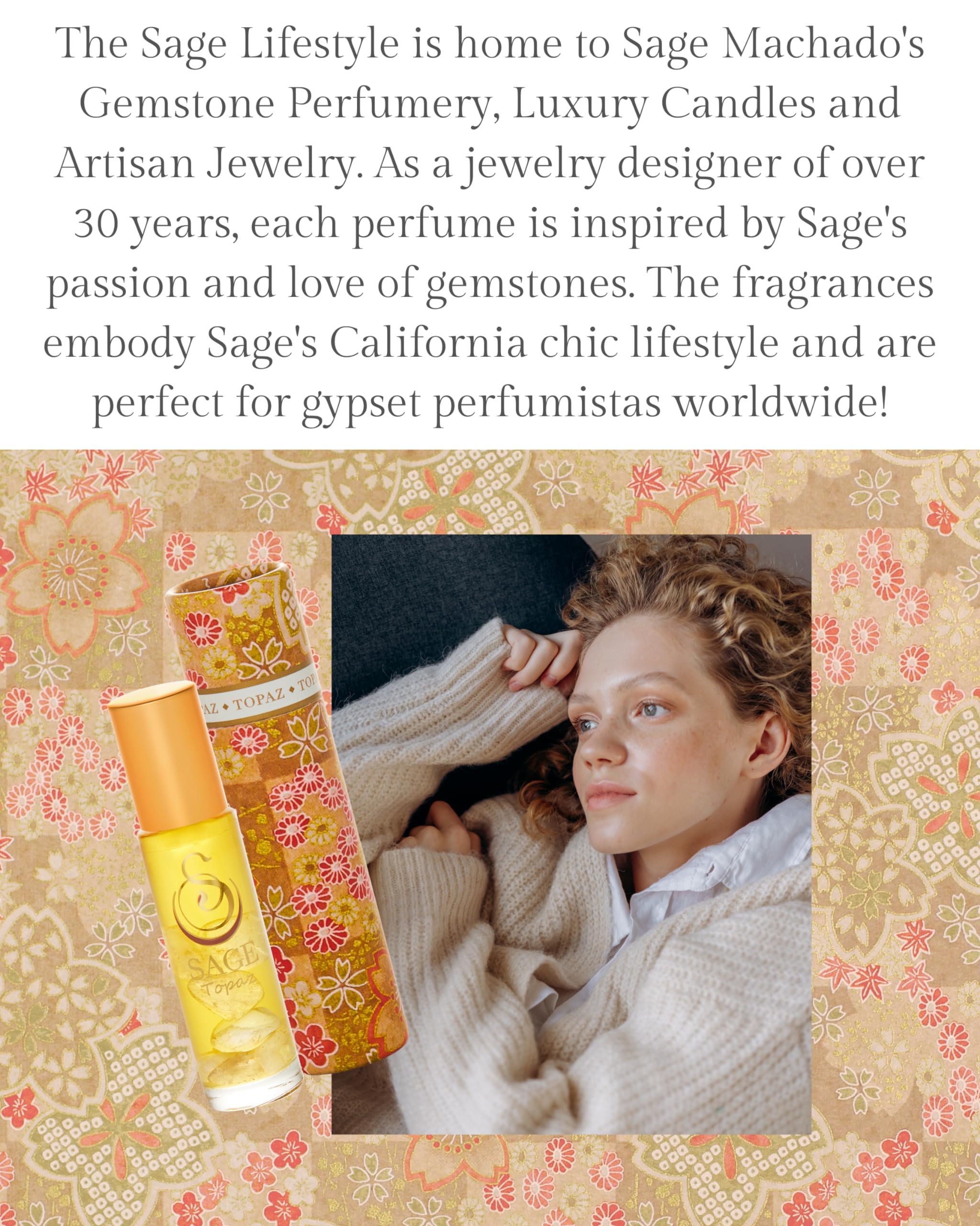 Topaz Perfume Oil Roll-On by Sage- 1/8 oz, Vegan & Cruelty-Free, Gourmand Scent, Vanilla, Sandalwood