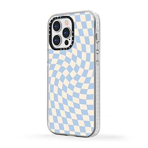 CASETiFY Impact iPhone 13 Pro Max Case [6.6ft Drop Protection] - Check II - Baby Blue Twist - Clear Frost