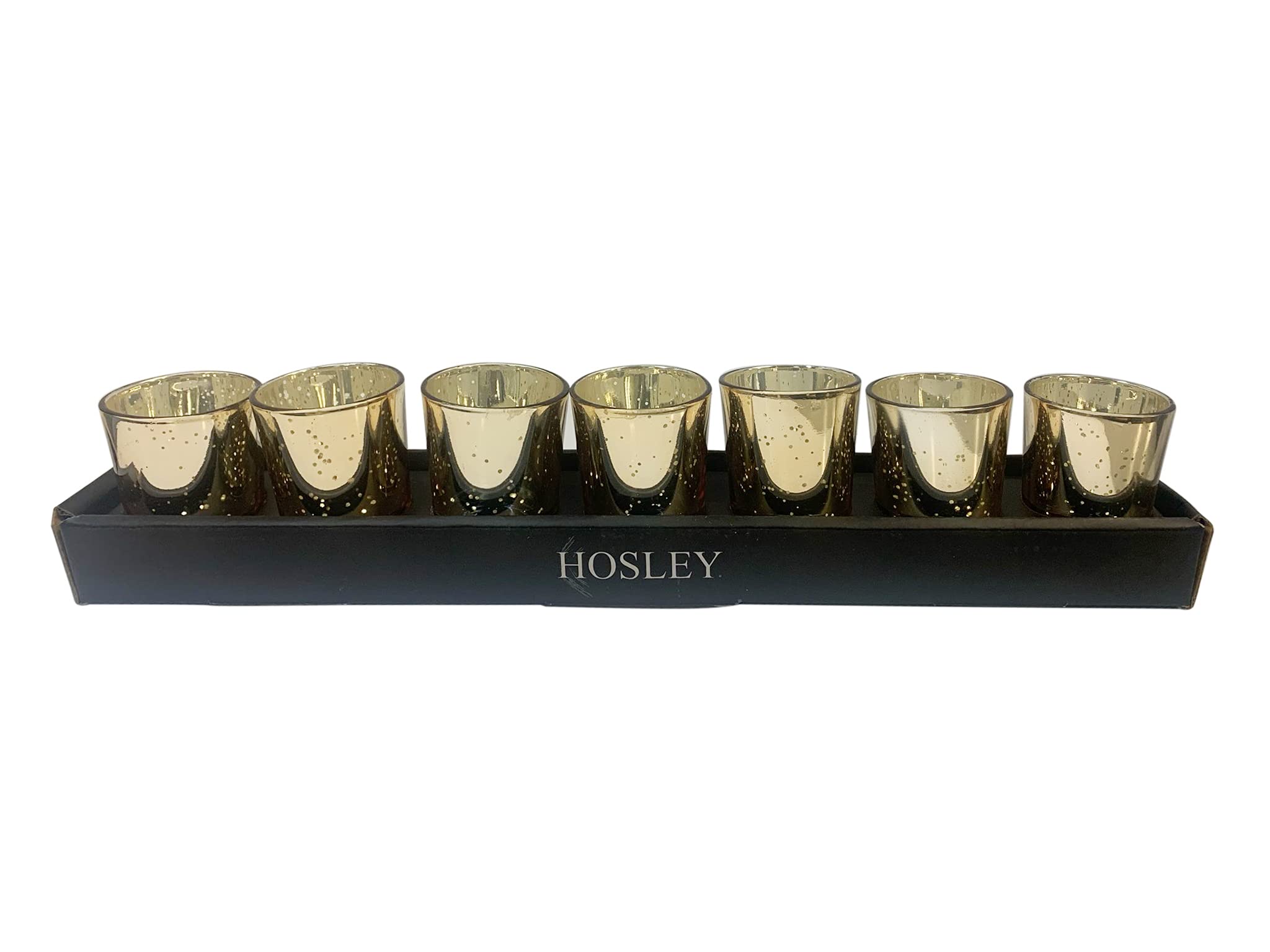 Hosley Set of 6 Metallic/Antique Finish Glass Candle Tealight Holders. Ideal Gift for Wedding Bridal Party Reiki LED Votive Tea Light Gardens O4 (Antique Silver)
