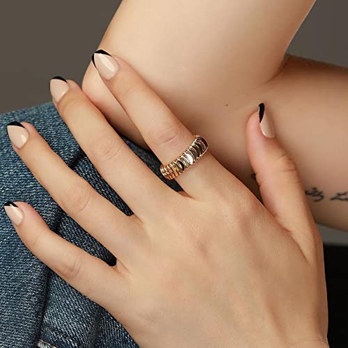 BLESSAIA Chunky Gold Ring - 18k Gold Plated Geometric Statement Ring Textured Stacking Band Rings for Women and Girls (GOLD1)
