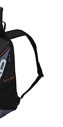 HEAD Tour Team Tennis Backpack 2 Racquet Carrying Bag w/Padded Shoulder Straps & Shoe Compartment - Black/Grey.
