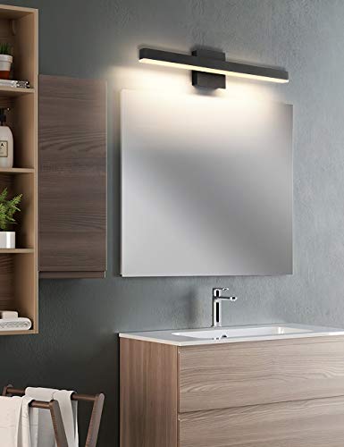 Joossnwell LED Bathroom Vanity Light Fixtures Dimmable 24" Inch Modern Matte Black Bath Vanity Lights for Mirror Lighting Wall Mount Sconces Lamps 16W 3000K Warm White