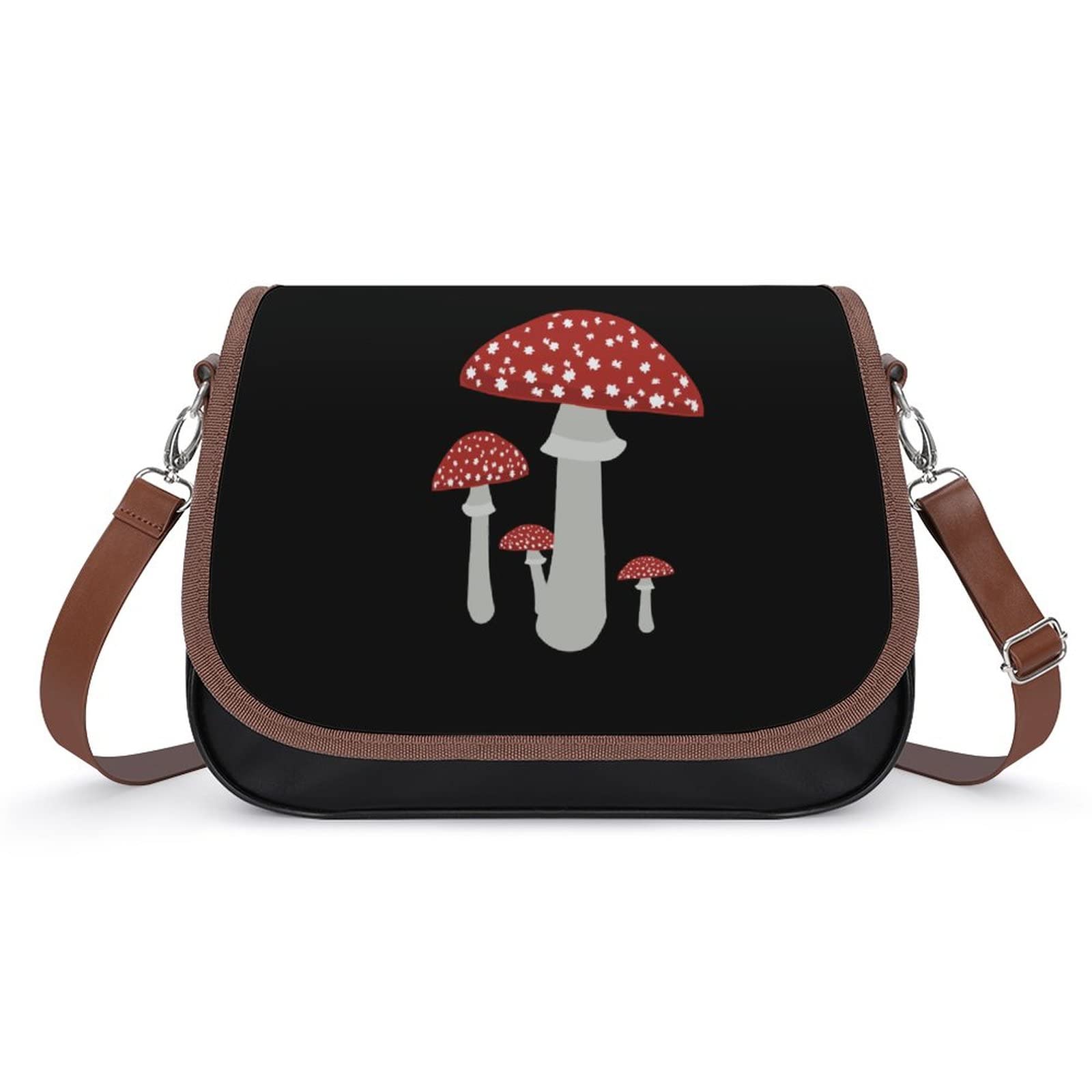 Mushrooms Red Art Women's PU Leather Purses Soft Crossbody Bag Shoulder Handbags