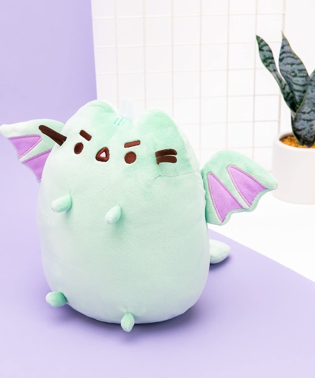 GUND Pusheen The Cat Grumpy Dragonsheen Plush, Dragon Stuffed Animal for Ages 8 and Up, Green/Purple, 9”