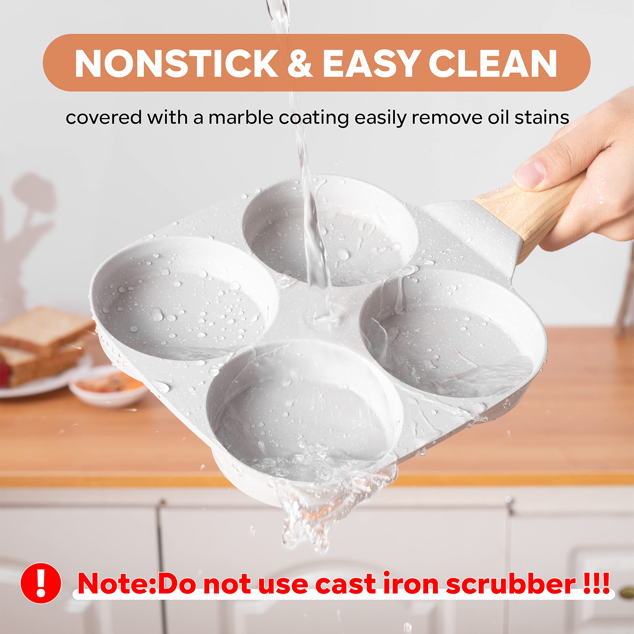 WonLynn Granite Egg Pan, 4-Cup Nonstick Omelet Pan,Lightweight and Easy to Clean Frying Pan for Breakdast and Pancake,Suitable for Gas Stove and Induction Cookers