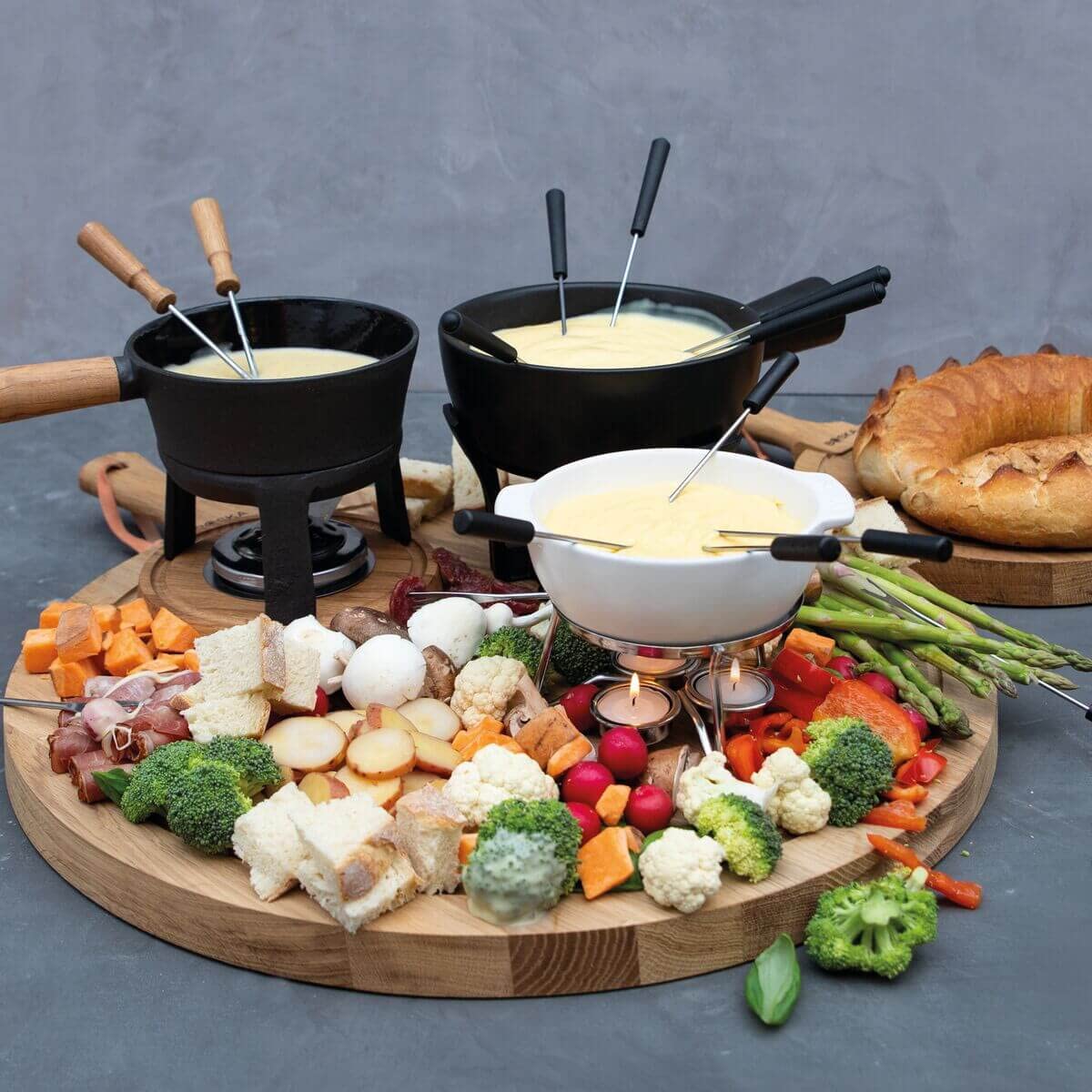 Boska Cheese Fondue Party Set - Fondue Pot Set Microwave Safe Ceramic Hot Pot Chocolate Fountain Snack - Wedding Registry Items Small Kitchen Appliances for up to 4 Persons