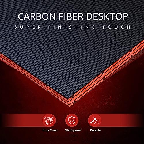 Lufeiya Black L Shaped Gaming Desk - 51 Inch Computer Corner Desks, Carbon Fiber Surface PC Desk Table with Monitor Stand for Home Office Writing, Black