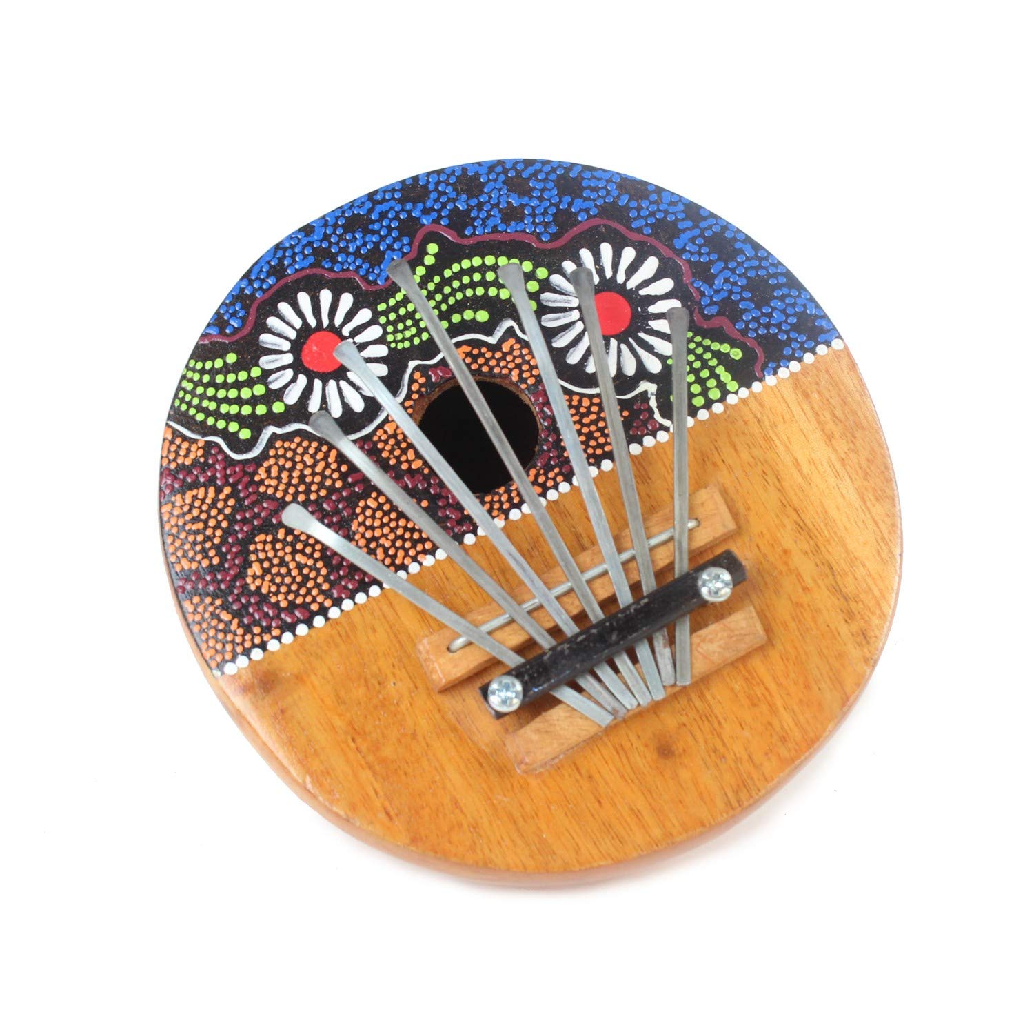Beachcombers 5.25" Coconut Kalimba with Flowers Blue