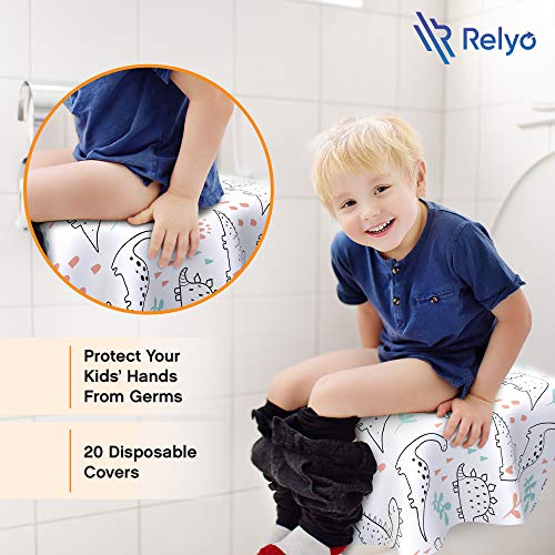 Toilet Seat Covers Disposable - 20 Pack - Waterproof, Ideal for Kids and Adults β Extra Large, Individually Wrapped for Travel, Toddlers Potty Training in Public Restrooms (Dinosaurs, 20)