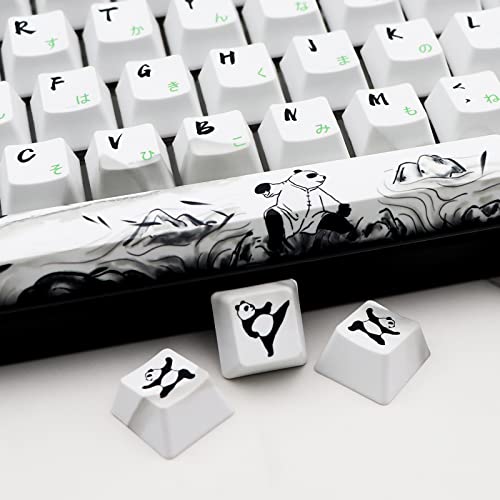 JSJT Custom Keycaps 110 Keys Panda Keycaps PBT Dye Sublimation Japanese Keycaps OEM Profile Keycaps with Keycap Puller for Cherry MX Switch 104/87/71/61 60 Percent Mechanical Keyboard