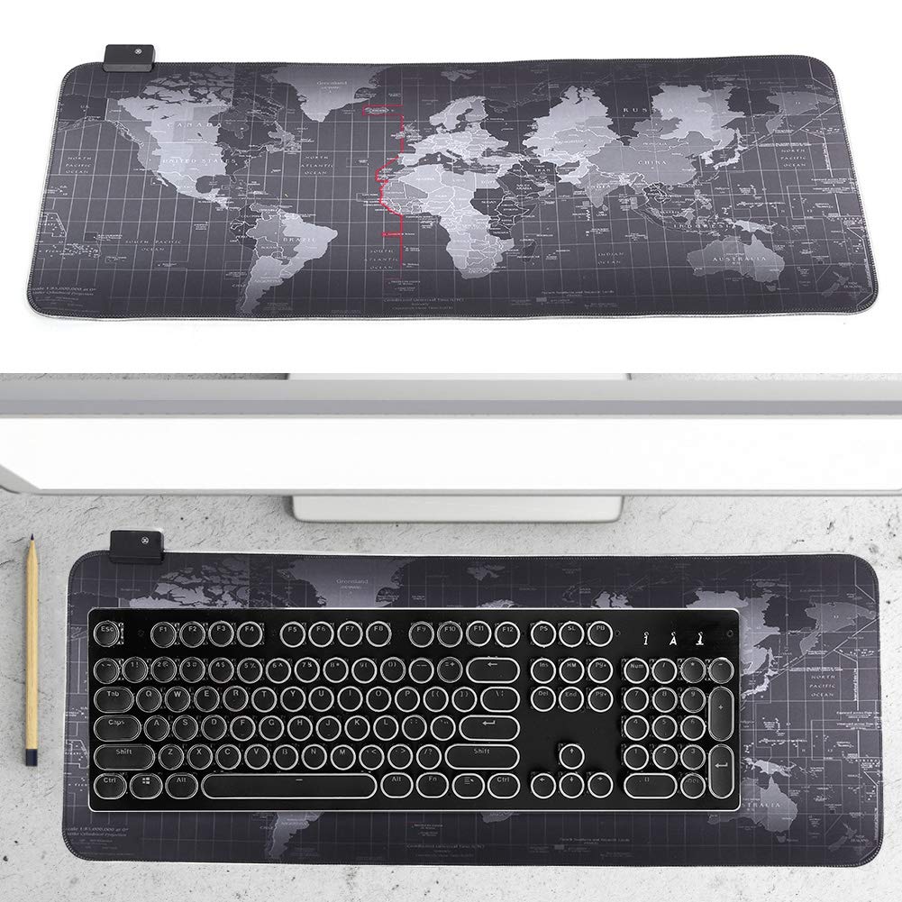 Ruiqas Gaming Mouse Pad RGB Mouse Pad Luminous Large World Map Mice Mat Waterproof Non- Slip Rubber Base 800x300