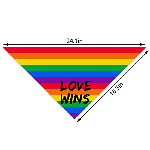 Love Wins Dog Bandana LGBT Rainbow Dog Scarf Pride Day Adjustable Accessories for Small Medium Dogs Cats Pets
