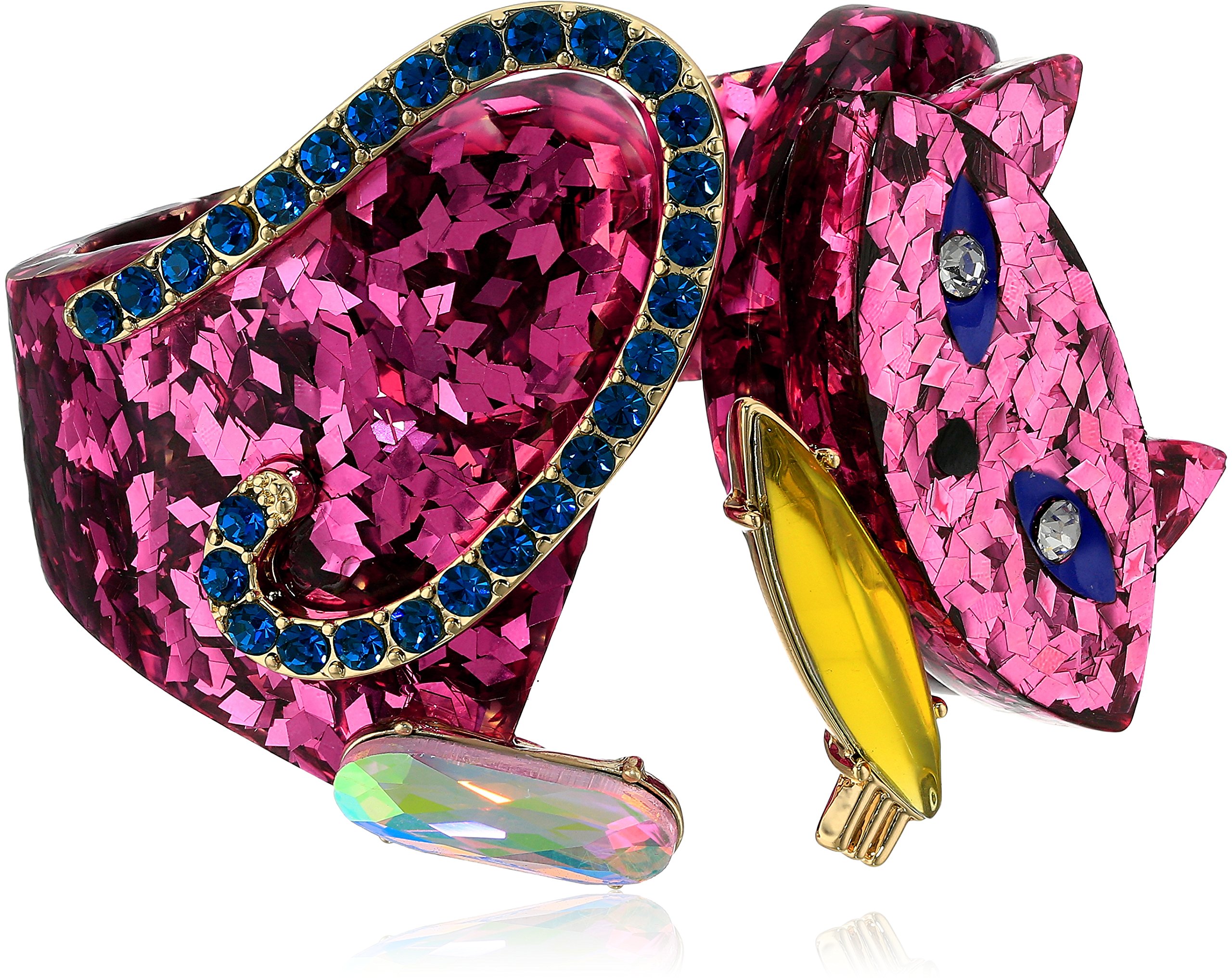 Betsey Johnson Bright Pink Cat Hinge Bangle Bracelet
